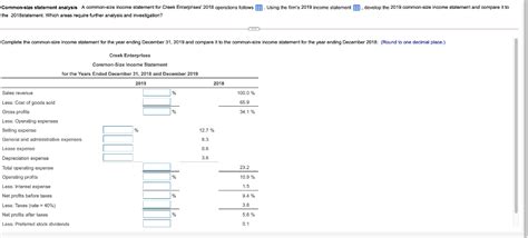Solved Common Size Statement Analysis A Common Size Income