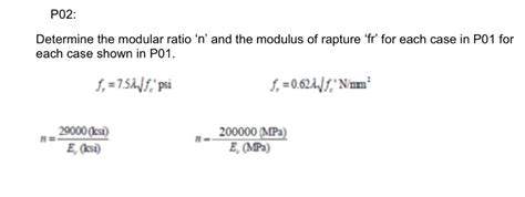 Answered P02 Determine The Modular Ratio N… Bartleby