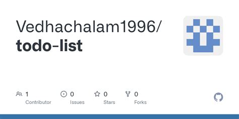 GitHub Vedhachalam Todo List