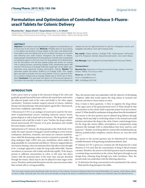 Pdf Formulation And Optimization Of Controlled Release 5 Fluorouracil