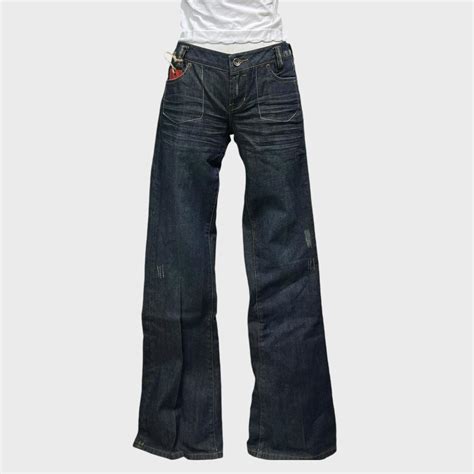 Vintage 2000s Low Rise Baggy Flare Jeans Chic Depop