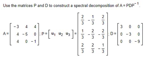 Solved Use The Matrices P And D To Construct A Spectral Chegg Com