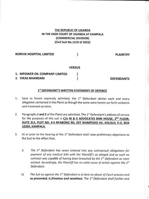 defendant s written statement of defence download free pdf lawsuit
