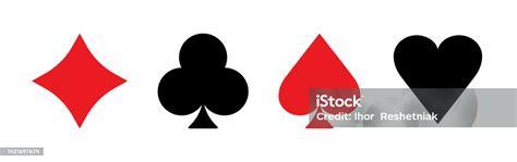 플레이 포커 카드 카지노 아이콘입니다 정장 스페이드 다이아몬드 및 하트 게임 클럽의 상징 흰색 배경에 고립 된 도박 모양 세트 표지판 디자인 벡터 솔리테어 카드 게임에 대한