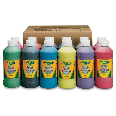 Crayola Washable Paints Assorted Colors Set Of 12 16 Oz Bottles