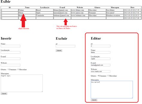 Php Função Update Do Mysql Está Editando Direito Mas Cria Uma Nova Linha Vazia No Final Da