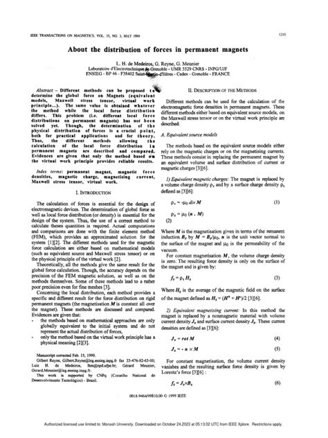 About The Distribution Of Forces In Permanent Magnets Pdf