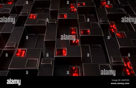 Sci Fi Wall Panel With Red Digital Data 3d Render Seamless Loop