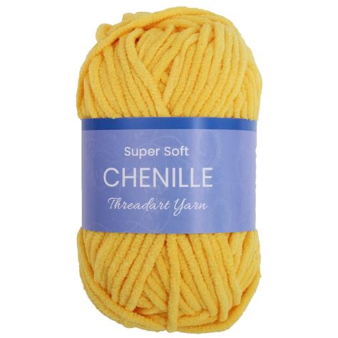 Super Soft Bright Yellow Chenille Yarn Chunky Size 5 60 Yds By