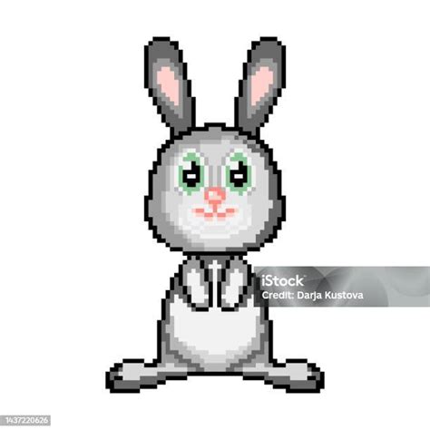 픽셀 토끼 픽셀 아이콘입니다 만화 아름 다운 토끼입니다 개념에 대한 스톡 벡터 아트 및 기타 이미지 개념 개념과 주제 귀여운 Istock