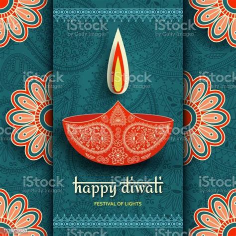 인도에서 디왈리 축제 축하 인사말 카드 벡터 일러스트레이션 디왈리에 대한 스톡 벡터 아트 및 기타 이미지 디왈리 3차원 형태 개념 Istock