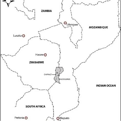 The Shaded Area Shows The Chipinge And Mossurize Districts Of Zimbabwe