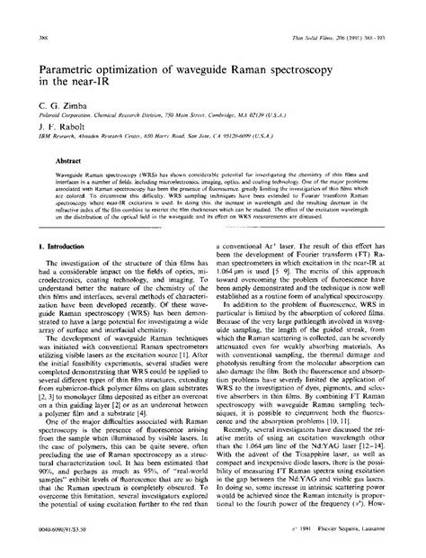 Pdf Parametric Optimization Of Waveguide Raman Spectroscopy In The Near Ir Dokumentips