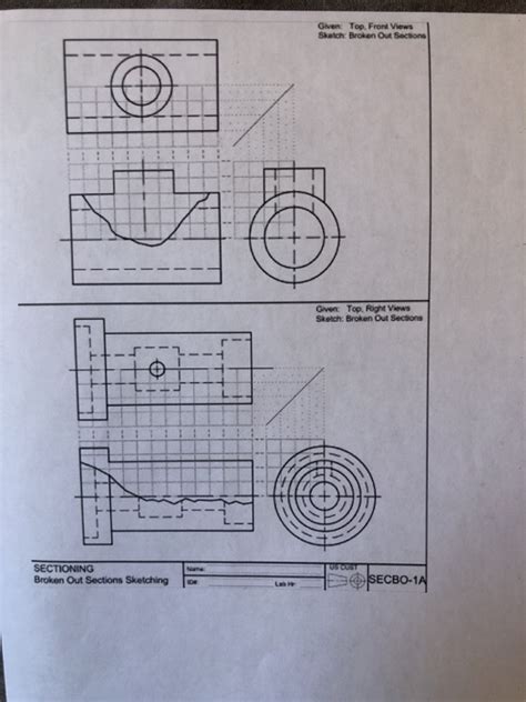 Solved Given Top, Front viewsSketch Broken out sections | Chegg.com