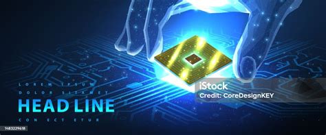 Computer Chip Microprocessor In Digital Hand On Circuit Board Stock Illustration Download