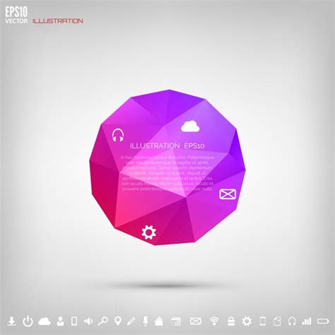 Premium Vector Abstract Polygonal Geometric Background With Web Icons Triangle Elements