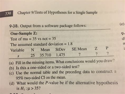 Solved Chapter 9tests Of Hypotheses For A Single Sample 330