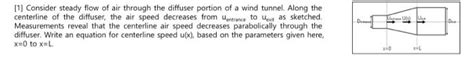 Solved Consider Steady Flow Of Air Through The Diffuser Chegg