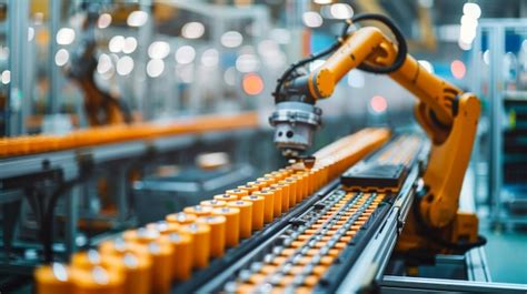 Premium Photo Automated Robotic Arm Working On A Modern Manufacturing Production Line