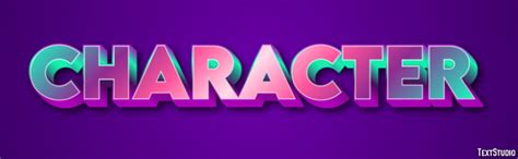 Character Purple Green And Pink 3d Text Effect Generator