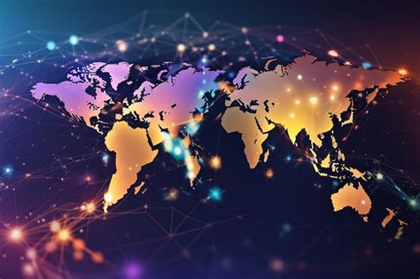 Premium Photo Global Network Connection World Map Abstract Technology Background