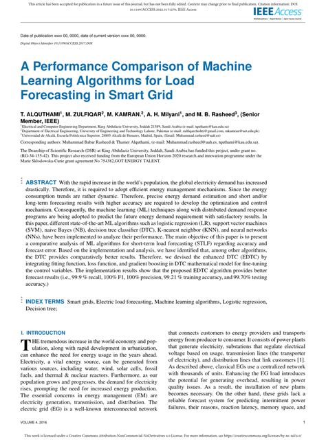pdf a performance comparison of machine learning algorithms for load forecasting in smart grid