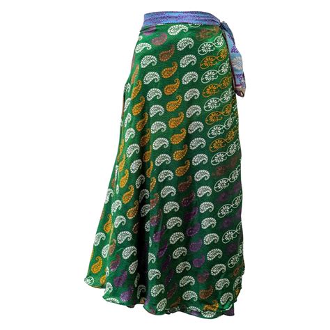 Upcycled Sari Skirt Reversible Retro Print Rayon Midi Etsy