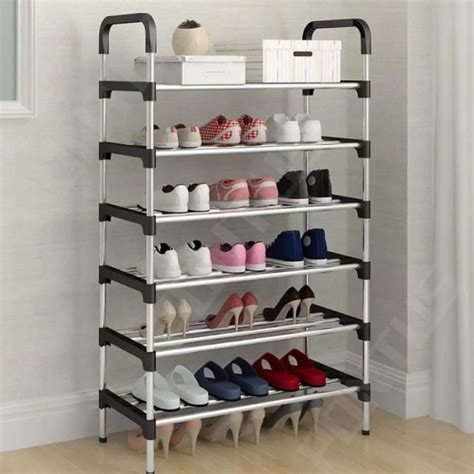 Полиця стійка органайзер для взуття на 6 полиць Shoe Rack Tw555 чорна R 295 — ціна 491 грн у
