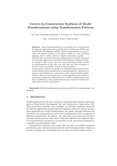 Pdf Correct By Construction Synthesis Of Model Transformations Using Transformation Patterns