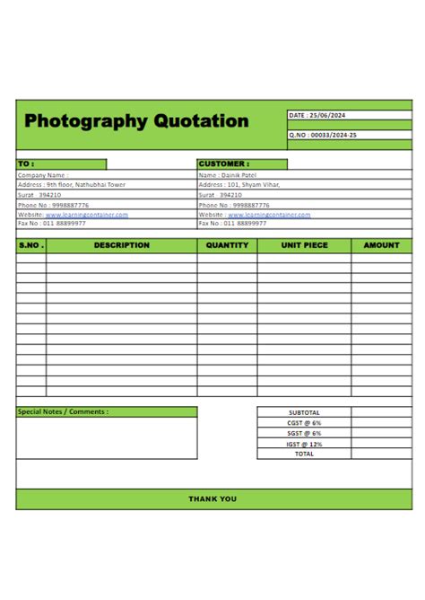 50 Professional Quotation Template In Excel Free Download