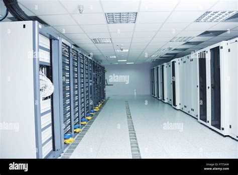 Network Server Room With Computers For Digital Tv Ip Communications And Internet Stock Photo Alamy