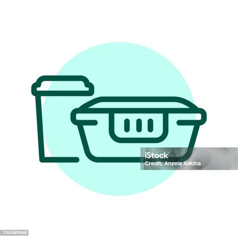 에코 재활용 식기 Olor 라인 아이콘입니다 웹 페이지용 픽토그램 아이콘에 대한 스톡 벡터 아트 및 기타 이미지 아이콘 용기 제작물 음식 Istock