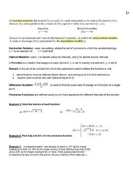 PRECALCULUS FUNCTIONS CLASS NOTES By Ann Jacus TPT