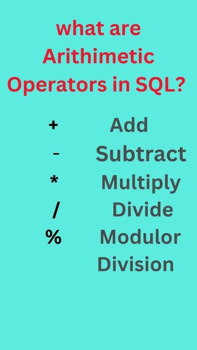 What Are Arithmetic Operators In Sql Serverdatabase