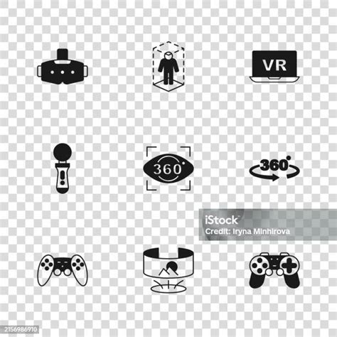 360도 보기 게임 패드 가상 현실 안경 3d 모델링 및 Vr 컨트롤러 게임 아이콘을 설정합니다 벡터 Brand Name