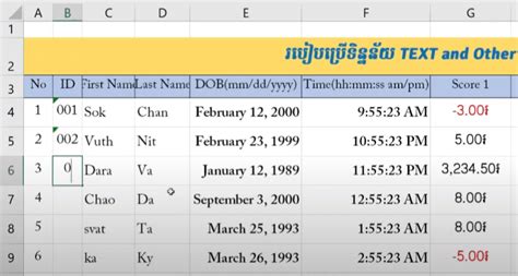19 working with text and other format in excel speak khmer tos rean me