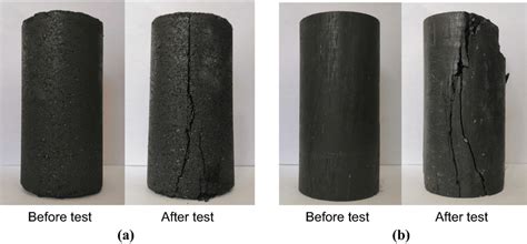 Photographs Of Coal Samples Before And After Loadingunloading Test A