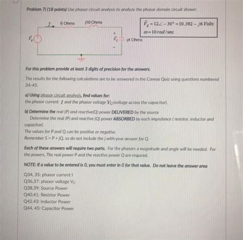 solved problem 7 18 points use phasor circuit analysis to