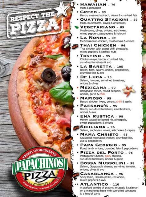 Menu At Papachinos Clearwater Restaurant Roodepoort Gauteng