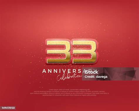 럭셔리한 골드 컬러의 33주년 글리터 벡터 프리미엄 포스터 배너 축하 인사말을 위한 프리미엄 벡터 33에 대한 스톡 벡터 아트 및 기타 이미지 Istock