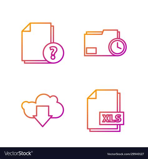 set line xls file document cloud download vector image