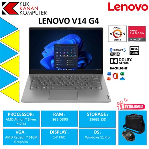 Jual Laptop Sekolah Murah Lenovo V G Amd Athlon Silver U Gb Gb Fhd Win Home