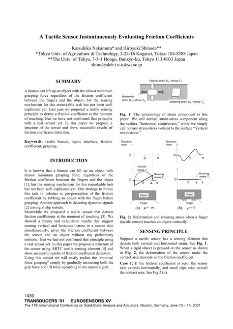 Pdf A Tactile Sensor Instantaneously Evaluating Friction Coefficients