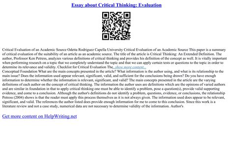 Critical Evaluation Ppt