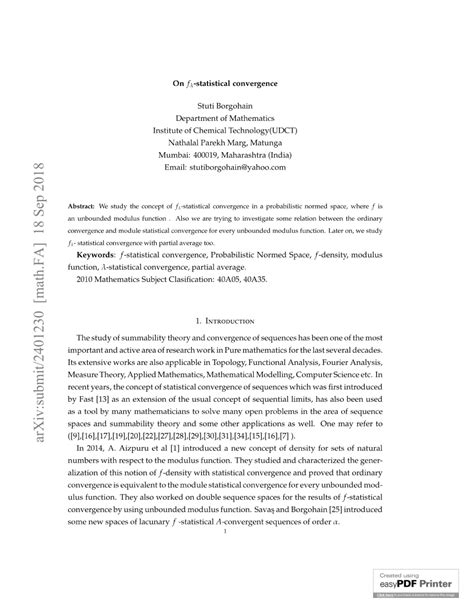 Pdf On F Lambda Statistical Convergence