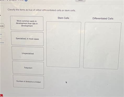 solved classify the items as true of either differentiated