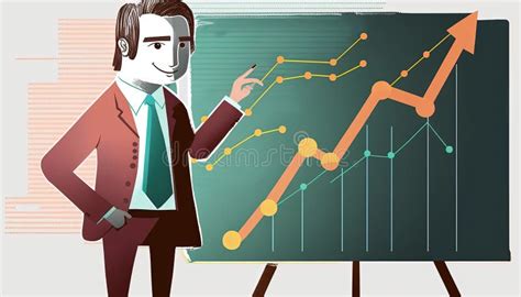 Illustration Businessman Showing Graph Business Working Design Up