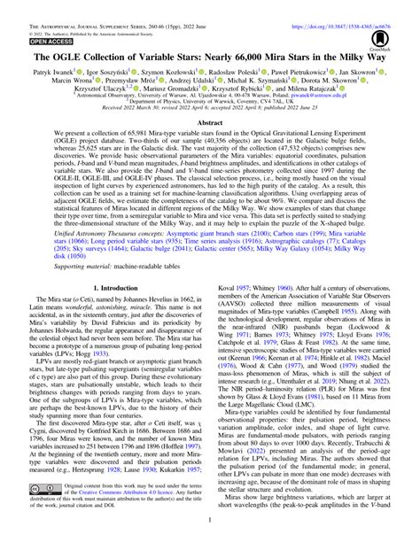 pdf the ogle collection of variable stars nearly 66 000 mira stars