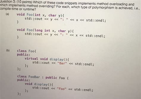 Solved Question 3 10 Points Which Of These Code Snippets Chegg Com