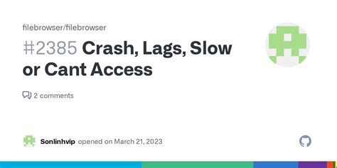 Crash Lags Slow Or Cant Access · Issue 2385 · Filebrowserfilebrowser · Github